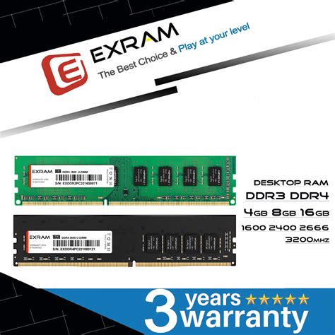 Exram Ddr4 Ddr3 4gb 8gb 16gb 1600 2400 2666 3200mhz Pc3 12800 Pc4 19200 21300 25600 1 5 1 2v