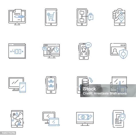 스마트 기술 라인 아이콘 컬렉션입니다 자동화 인텔리전스 연결성 효율성 혁신 보안 적응성 벡터 및 선형 그림 가상 증강 상호 작용