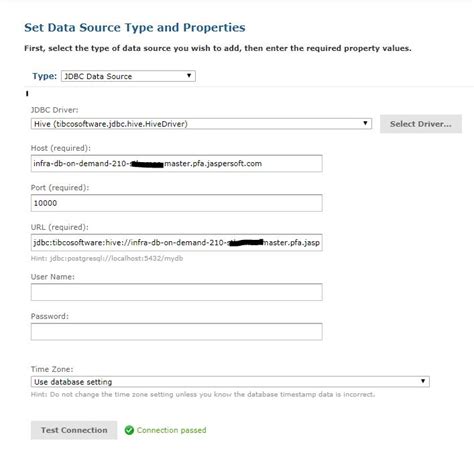 How Do We Connect To Hive Database From TIBCO JasperReports Server