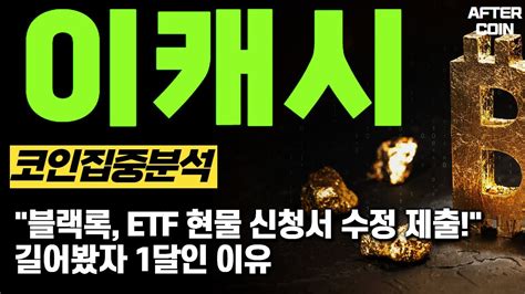 이캐시 코인 블랙록 Etf 현물 신청서 수정 제출 길어봤자 1달인 이유 이캐시코인전망 이캐시코인분석 이캐시코인