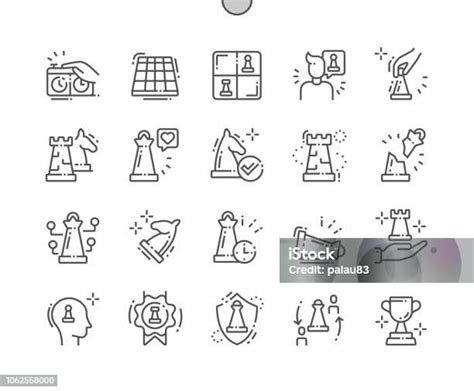 체스 잘 만들어진 픽셀 완벽 한 벡터 선 아이콘 30 2 그리드 웹 그래픽 및 애플 리 케이 션에 대 한 X 간단한 최소한의 그림 가을에 대한 스톡 벡터 아트 및 기타