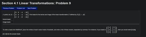 Solved Section 4 1 Linear Transformations Problem 9