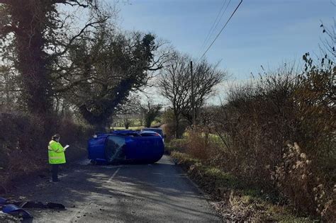 Car Hits Telegraph Pole And Flips After Driver Lost Control Near