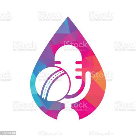 크리켓 팟캐스트 드롭 모양 개념 로고 디자인 템플릿입니다 Championship에 대한 스톡 벡터 아트 및 기타 이미지 Championship 개념 개념과 주제