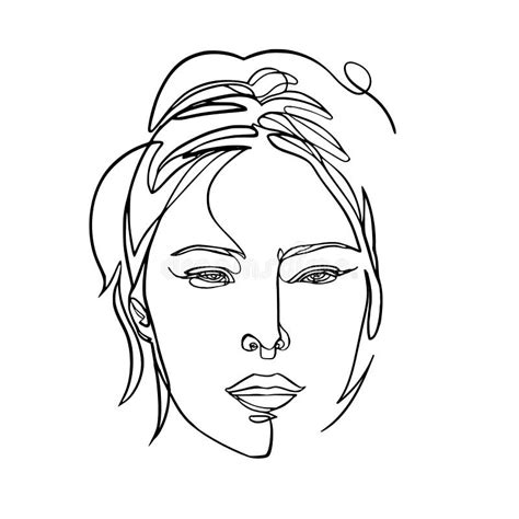 A Woman Face Drawing Continuous Line Vector Stock Vector