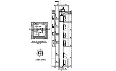 Elevator Drawings Detail 2d View Plan And Section Dwg File Cadbull