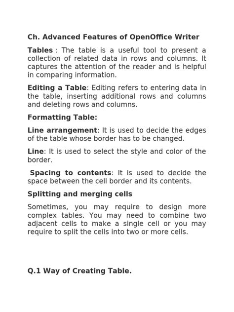 Advanced Features Of Openoffice Writer Pdf Menu Computing Software