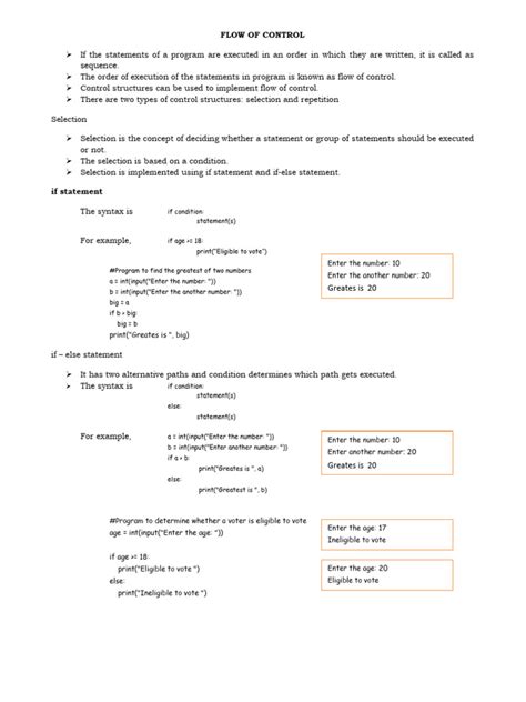 Flow Of Control Pdf Control Flow Parameter Computer Programming