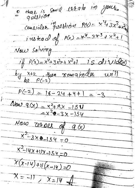 a polynomial p x x 4 3x 3 x 2 1 is divided by x 2 to obctain a