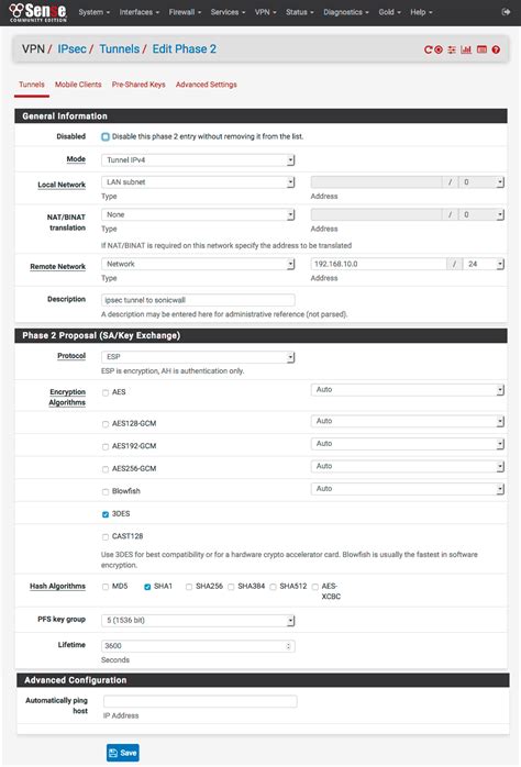 IPsec VPN Site To Site Sonicwall Pfsense Netgate Forum
