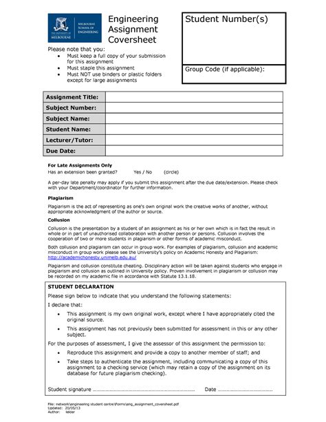 Sample Assignment Cover Sheet Sample Assignment Cover Sheet