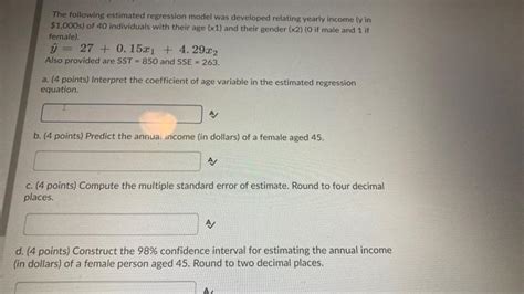Solved The Following Estimated Regression Model Was