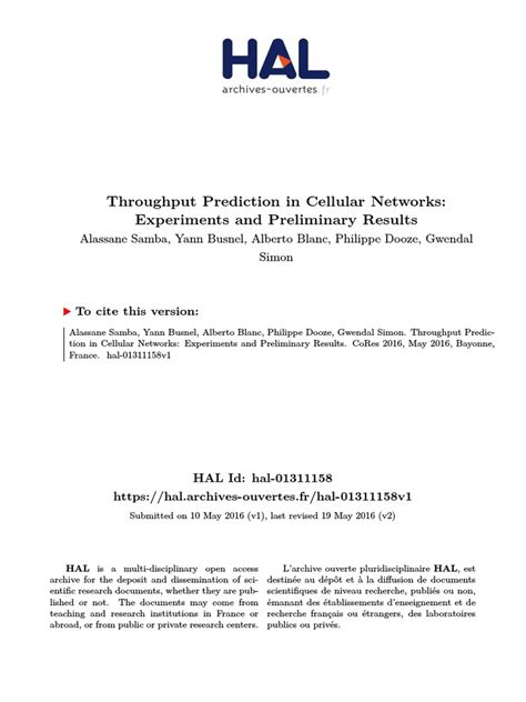 Throughput Prediction In Cellular Networks Final Pdf Computer Network Quality Of Service