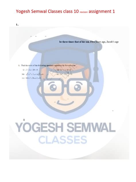 Class 10 Maths Revision Assignment 1 Pdf