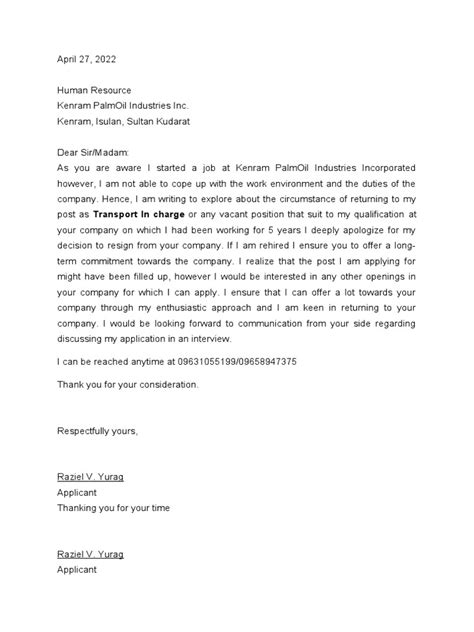 Apllication Letter New Pdf