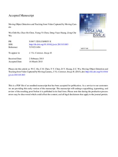 pdf moving object detection and tracking from video captured by