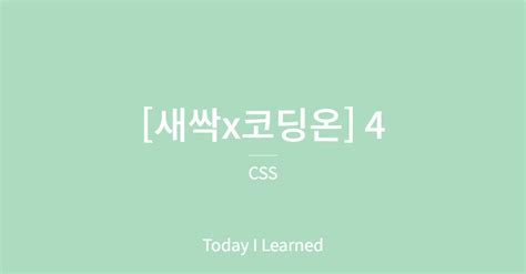 [새싹x코딩온] 웹 개발자 부트캠프 과정 4 Css