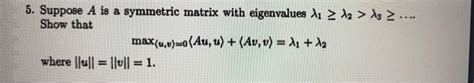 Solved 5 Suppose A Is A Symmetric Matrix With Eigenvalues Chegg Com