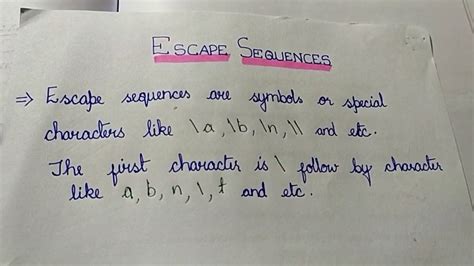Escape Sequence And Format Specifier In C Programming Youtube