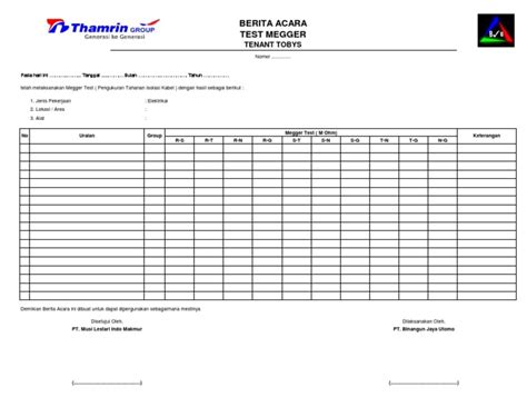 Form Test Megger 3p Pdf