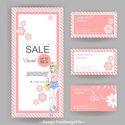 세련 된 옷 카드 벡터에서 패션 우아한 소녀 Eps Uidownload