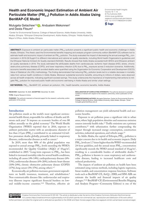 Pdf Health And Economic Impact Estimation Of Ambient Air Particulate