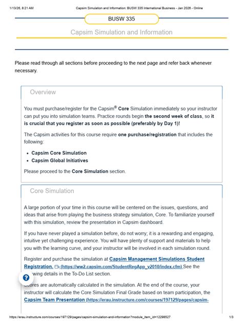 Capsim Simulation Registration Guide Pdf