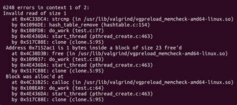 c why is valgrind finding errors in this hash table test case