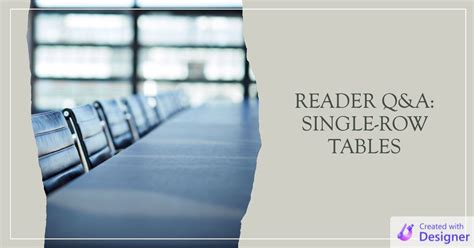 Reader Qanda Single Row Tables