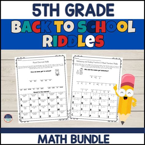 5th Grade Back To School Math Riddles Bundle Tpt