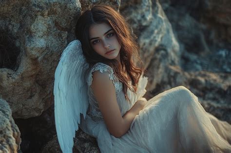 Portrait Of Human Being Depicted As An Angel With Wings Ai Generated