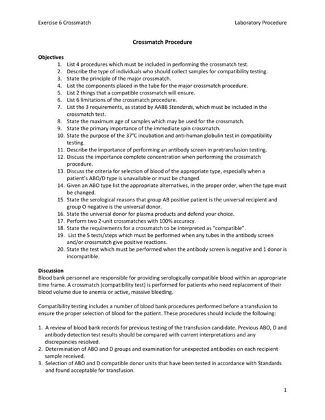 Organizational Flow Chart For Performing The Crossmatch Procedure
