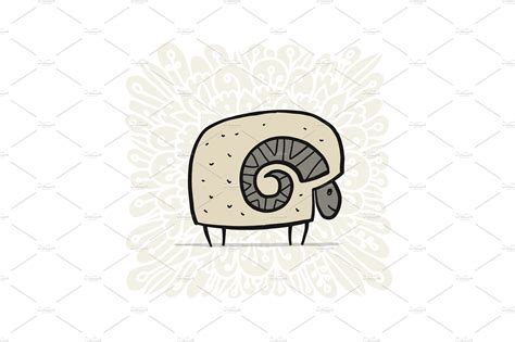 Cute Ram Simple Sketch For Your Design Masterbundles