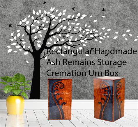 Wooden Handcrafted Rectangular Handmade Ash Remains Storage Cremation