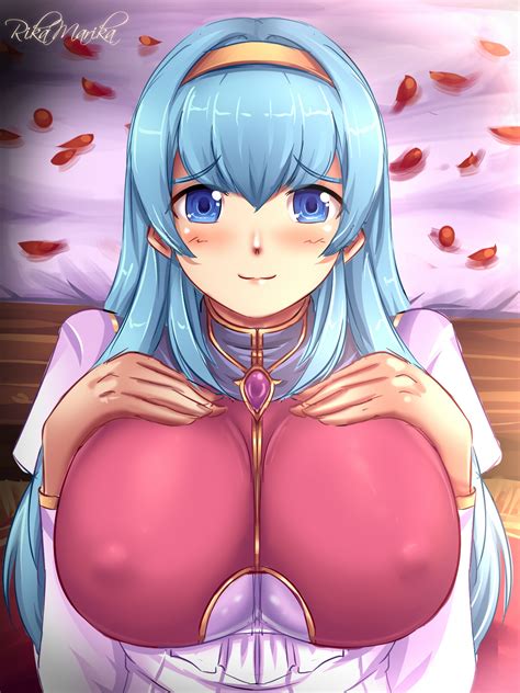 Rule 34 Blue Eyes Blue Hair Blush Breast Hold Breasts Dress Hair