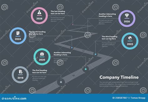Business Infographic For A Road Map Timeline Dark Version Stock