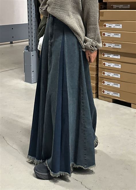 미카사 아코 데님 맥시 플레어 스커트blue 위시버킷