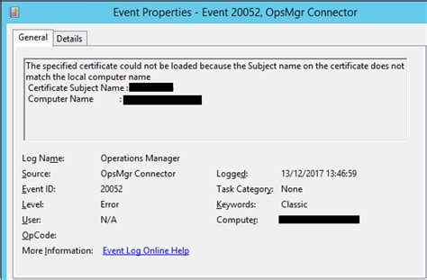 Solved Scom Error 20052 The Subject Name On The Certificate Does