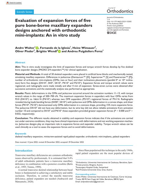 Pdf Evaluation Of Expansion Forces Of Five Pure Bone Borne Maxillary Expanders Designs