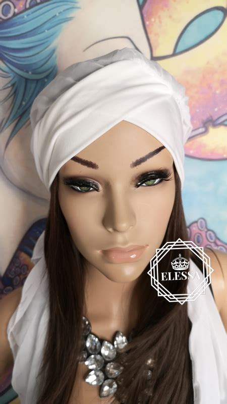 Дълъг Красив Тюрбан в Разкошен Снежно Бял Цвят Тюрбани с Връзване Бял Тюрбан Лек Тюрбан