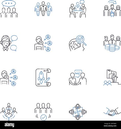Collaborative Alliance Line Icons Collection Partnership Synergy Joint Venture Alliance