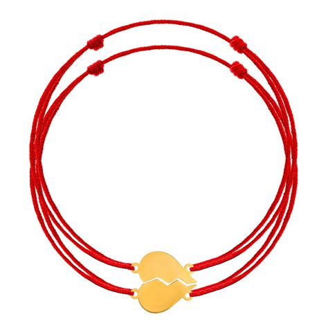 Set 2 Bratari Cu Snur Pentru Cupluri Inima Din Aur 14k