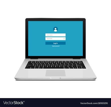 Laptop Login Password On Lock Screen Computer Vector Image
