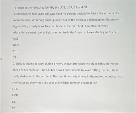 Solved For Each Of The Following Identify The UCS UCR CS Chegg Com