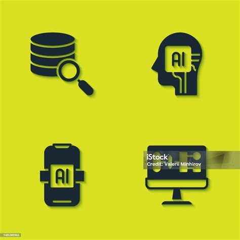 Set Server Algorithm Artificial Intelligence Ai And Humanoid Robot Icon