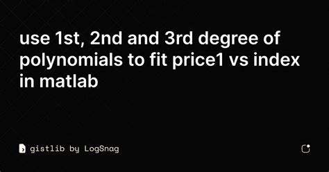 Gistlib Use 1st 2nd And 3rd Degree Of Polynomials To Fit Price1 Vs Index In Matlab