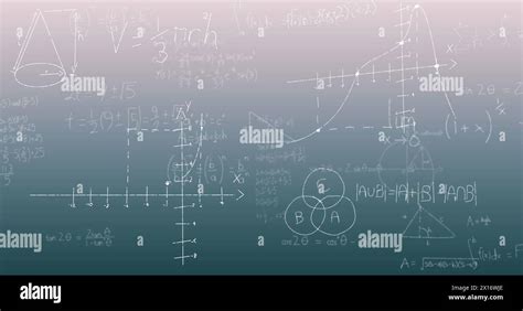 Image Of Mathematical Equations And Diagrams Floating Against Green