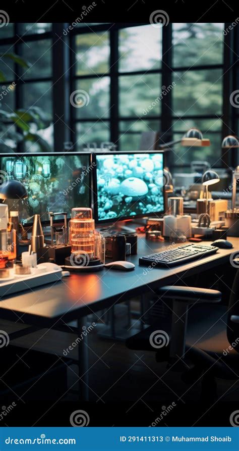 Lab Workspace Interior Visualized In D Capturing The Essence Of Scientific Engagement Stock