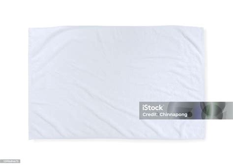 흰색 수건 모의 템플릿 또는 면 직물 와이퍼 모형 은 클리핑 경로와 흰색 배경에 격리 플랫 레이 상단 보기 수건에 대한 스톡