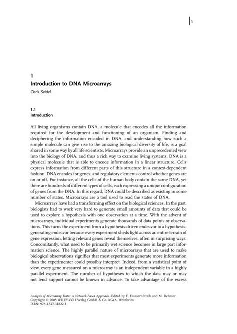 Pdf 1 Introduction To Dna Microarrays Wiley Vch1 Introduction To